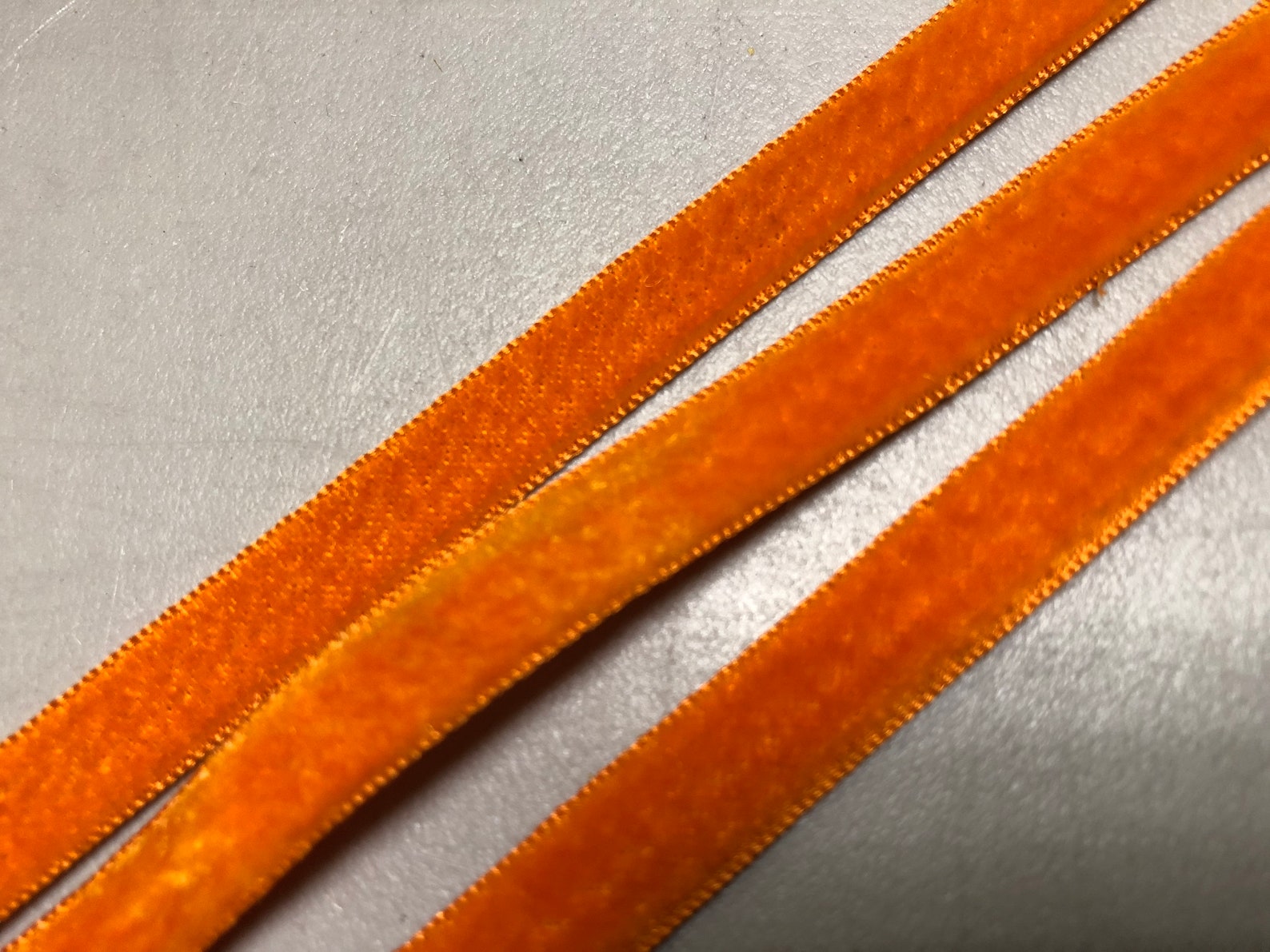 Velvet Ribbon in Orange, Satin Back, Rayon/silk Blend, 3/8 Inches Wide ...