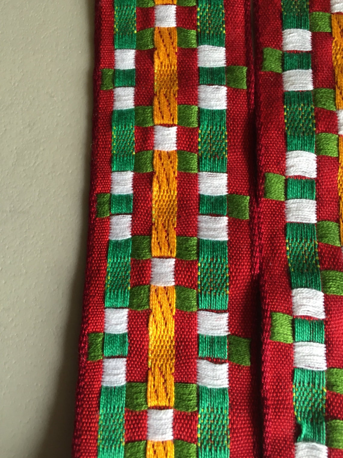 Vintage 100% Cotton Heavy "basket Weave" Ribbon, Red, Green, White and ...