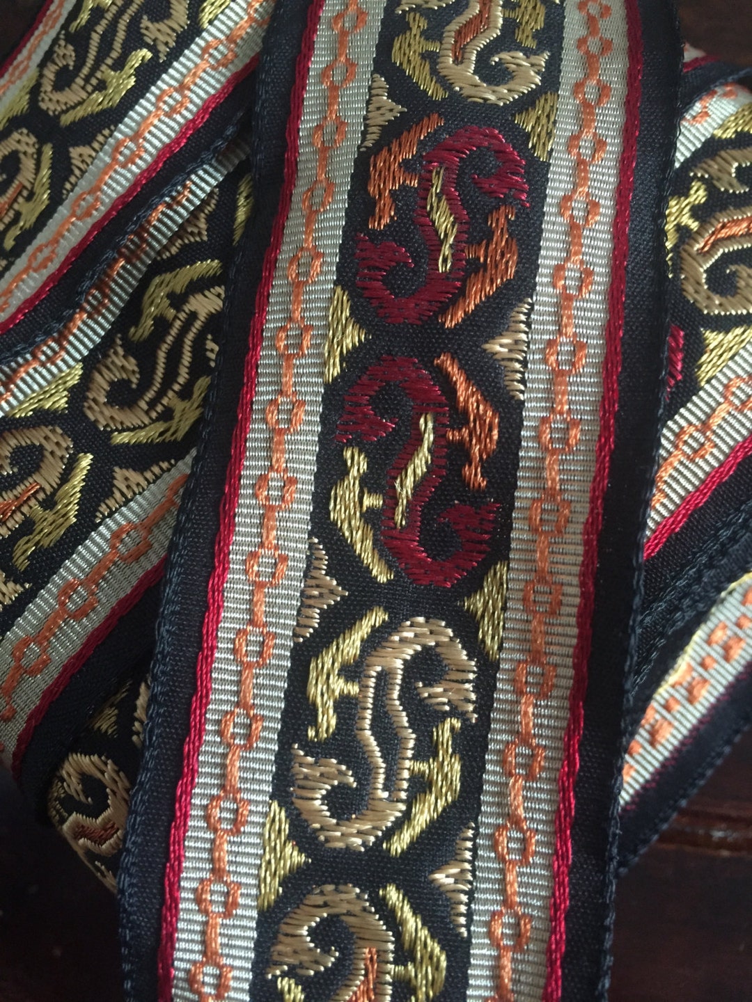 Vintage Brocade Ribbon, France, 1 3/8 Inches Wide With an Intricate ...