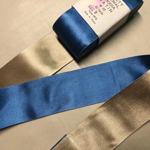 Society Vintage Two Tone Satin Ribbon With Cobalt Blue and Pewter, 2 1/ ...