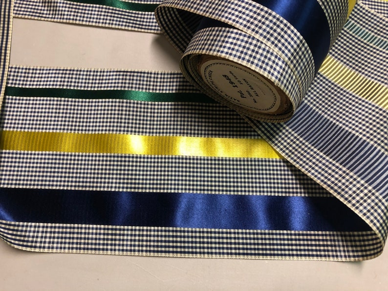 Vintage Checker Plaid Ribbon in Navy Blue and White, Green, Blue and ...