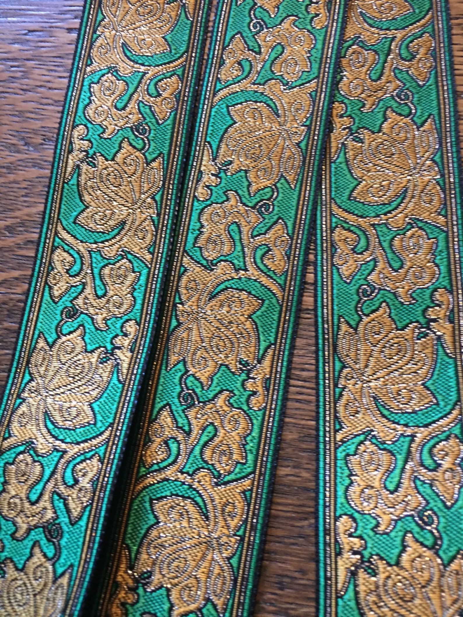 Green and Amber Paisley Brocade Ribbon 1 5/8 Inches Wide - Etsy