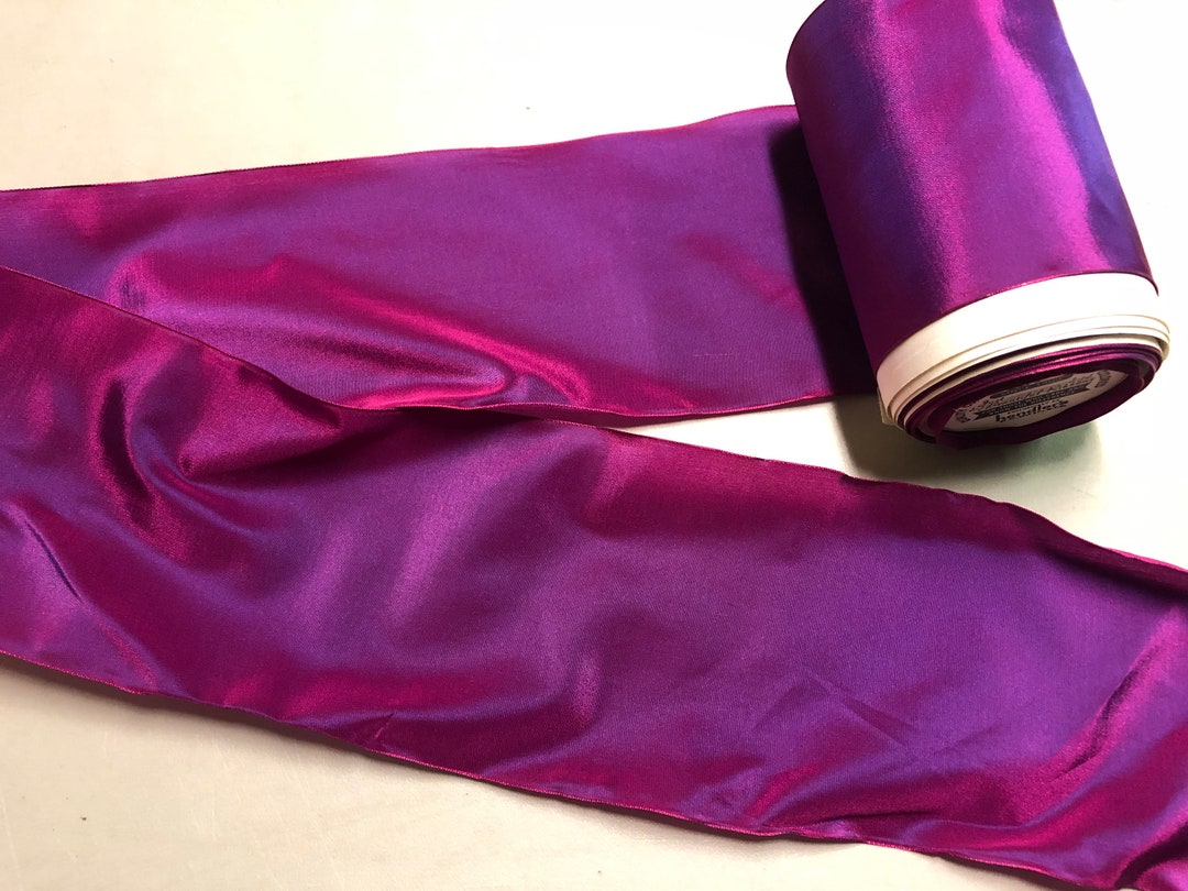 Vintage Iridescent Wired Taffeta Ribbon, Fuchsia, 4 3/8 Inches, Made in ...