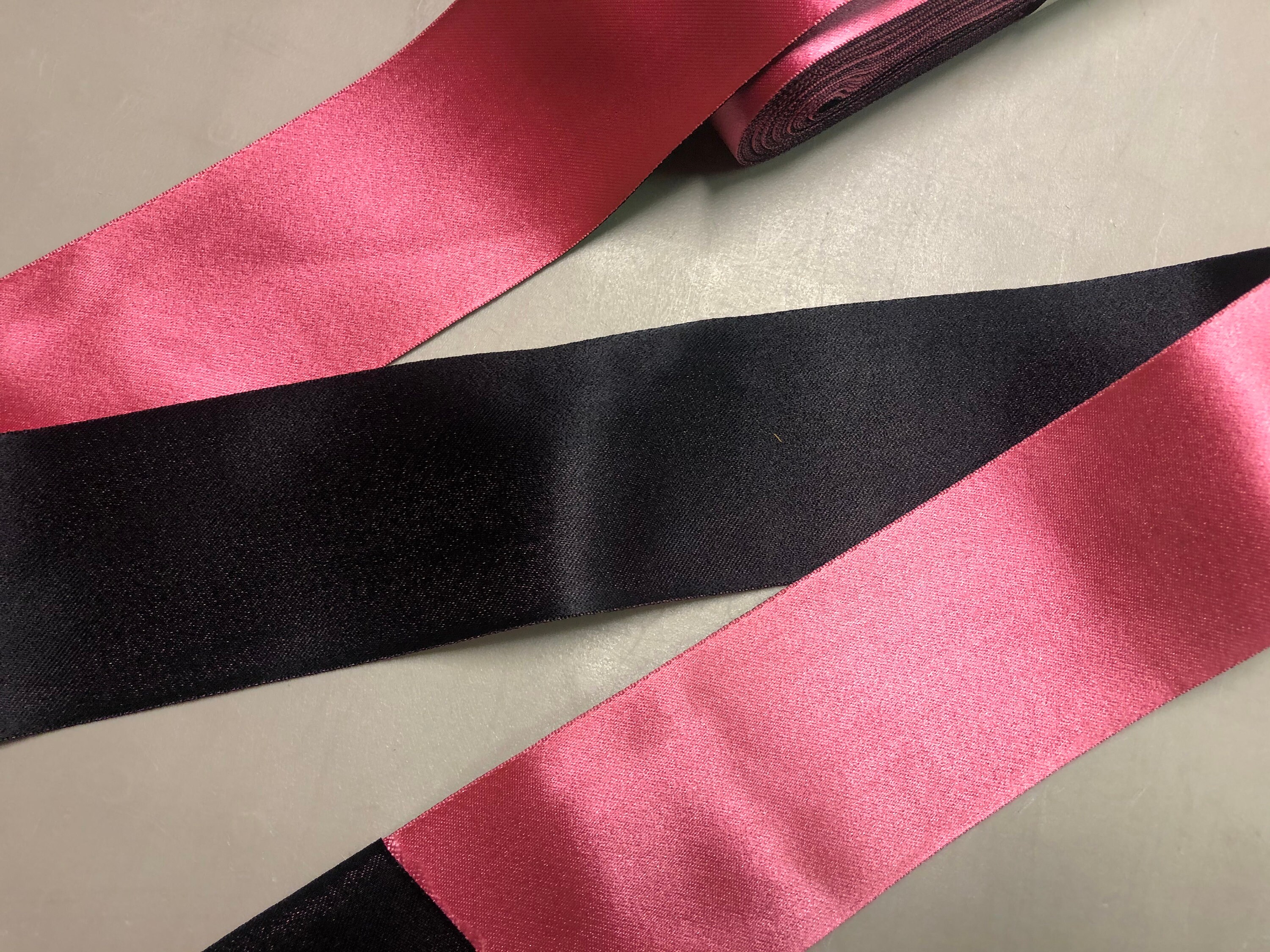 Society Vintage Two Tone Satin Ribbon with Black and Pink 2 | Etsy