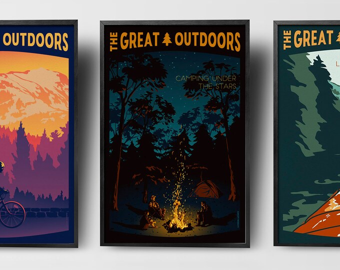 Camping Under the Stars Vintage Travel Poster Great Outdoors - Etsy