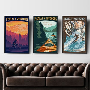 Kayak Retro Lake Outdoor Travel Poster Boating Art Print - Etsy
