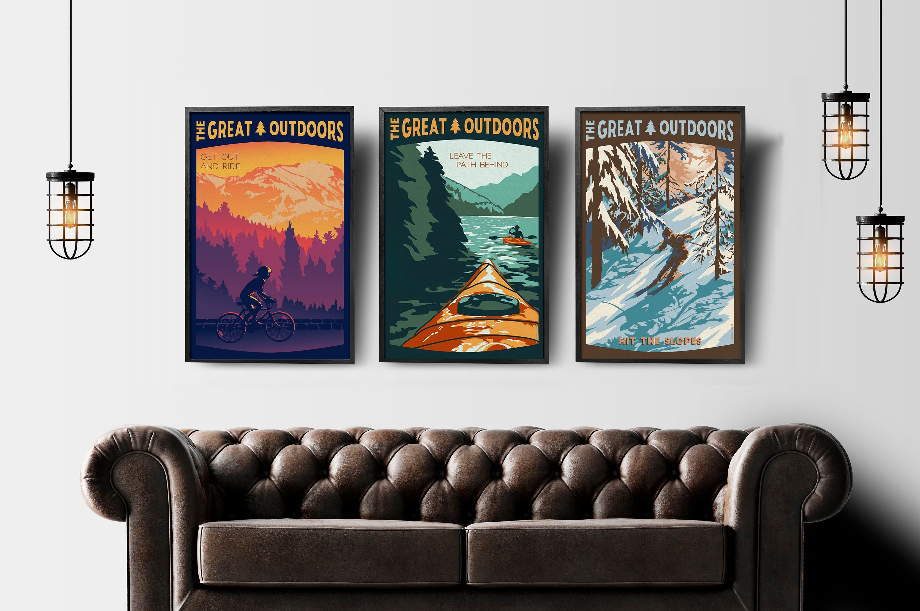 Kayak Retro Lake Outdoor Travel Poster Boating Art Print - Etsy
