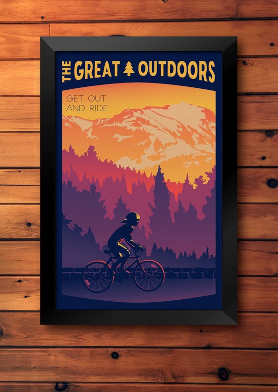 Cycling Vintage Travel Poster Bike Ride Great Outdoors Art | Etsy