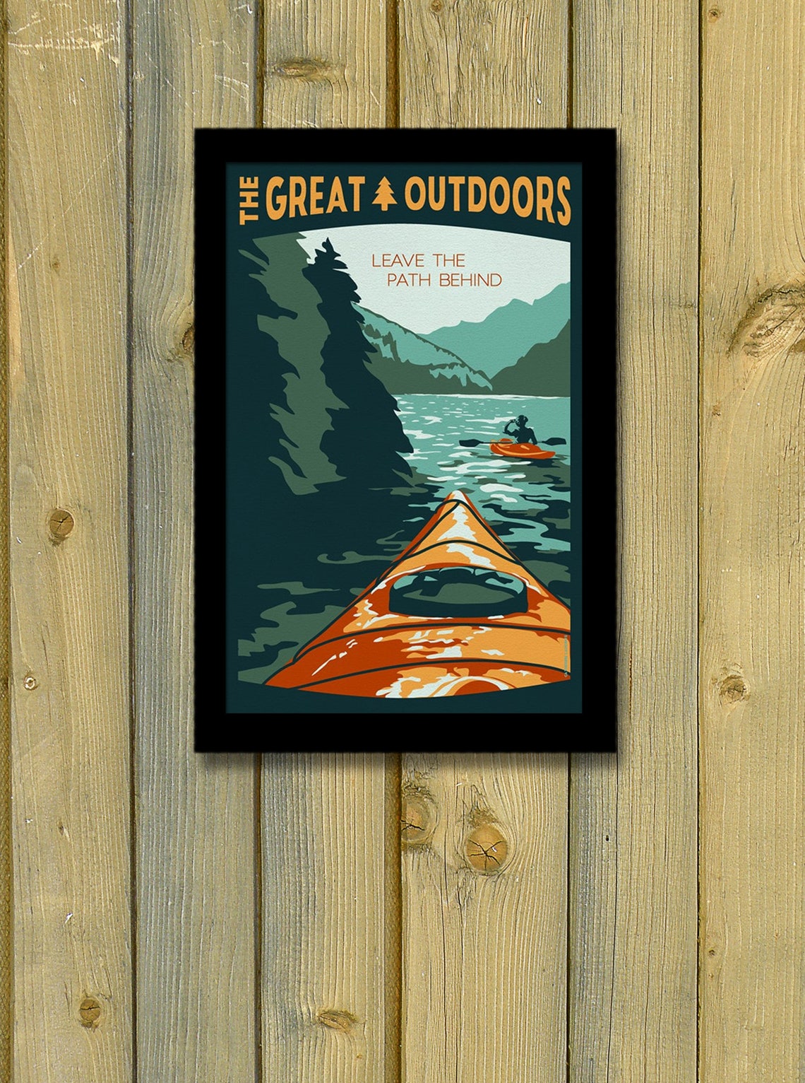 Kayak on Lake or River Vintage Travel Poster Great Outdoors - Etsy