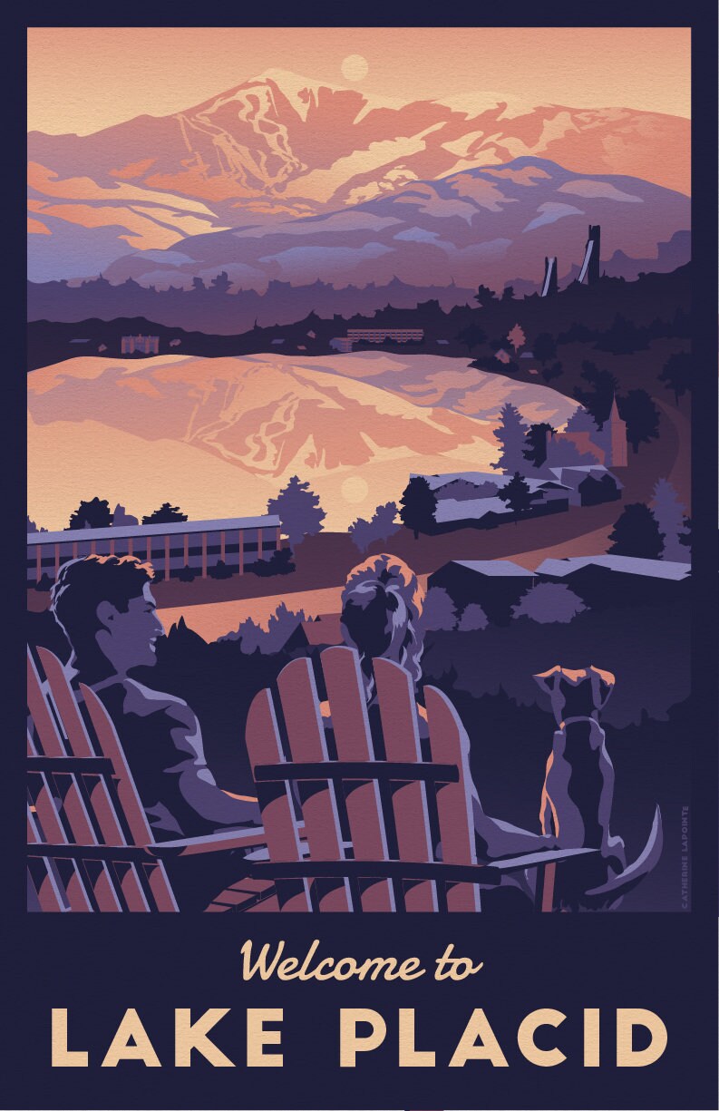 Lake Placid Vintage Travel Poster Retro New York Poster | Etsy