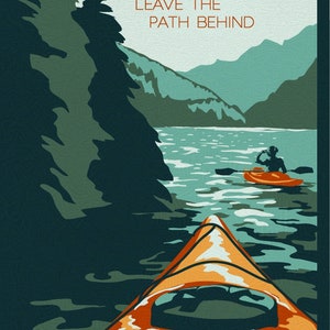 Kayak Retro Lake Outdoor Travel Poster Boating Art Print - Etsy