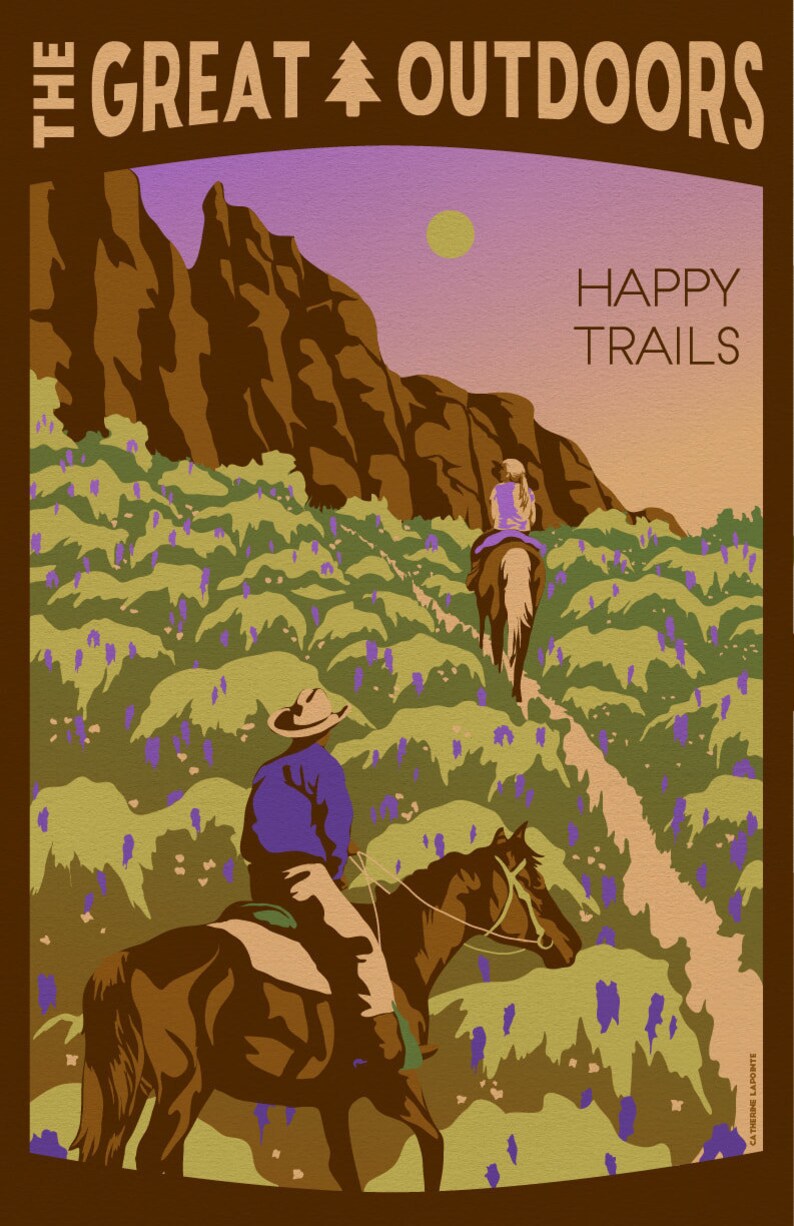 Horseback Riding Vintage Travel Poster Great Outdoors Art - Etsy