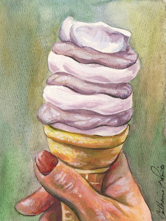 Ice Cream Cone Food Painting Original Soft Serve Art - Etsy
