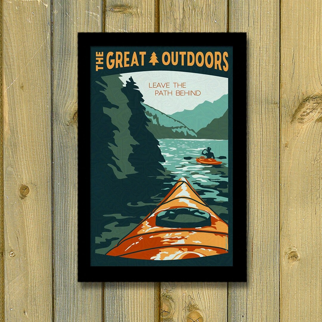 Kayak Retro Lake Outdoor Travel Poster Boating Art Print - Etsy