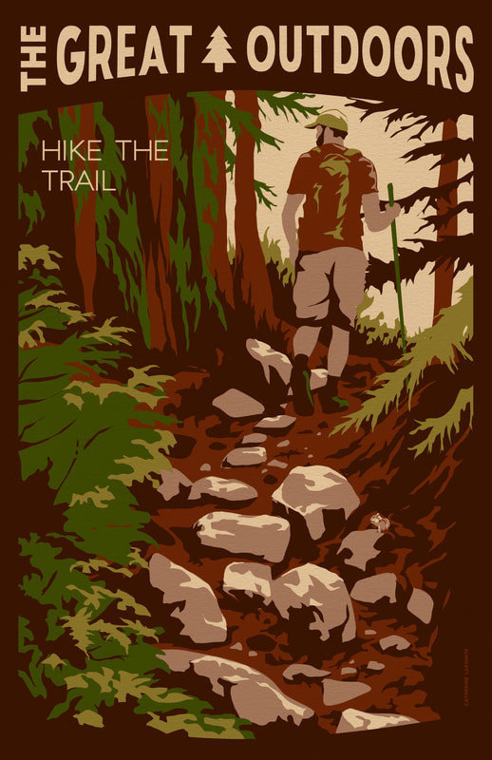 Hike the Trail Vintage Travel Poster Great Outdoors Camping - Etsy