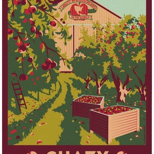 Chazy Apple Orchards Vintage Travel Poster | Plattsburgh NY Art Print ...