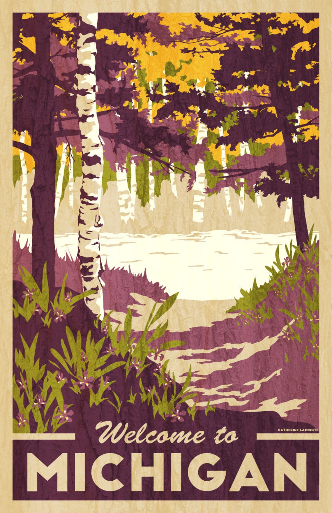 Michigan Vintage Travel Poster Retro Art Print | Etsy