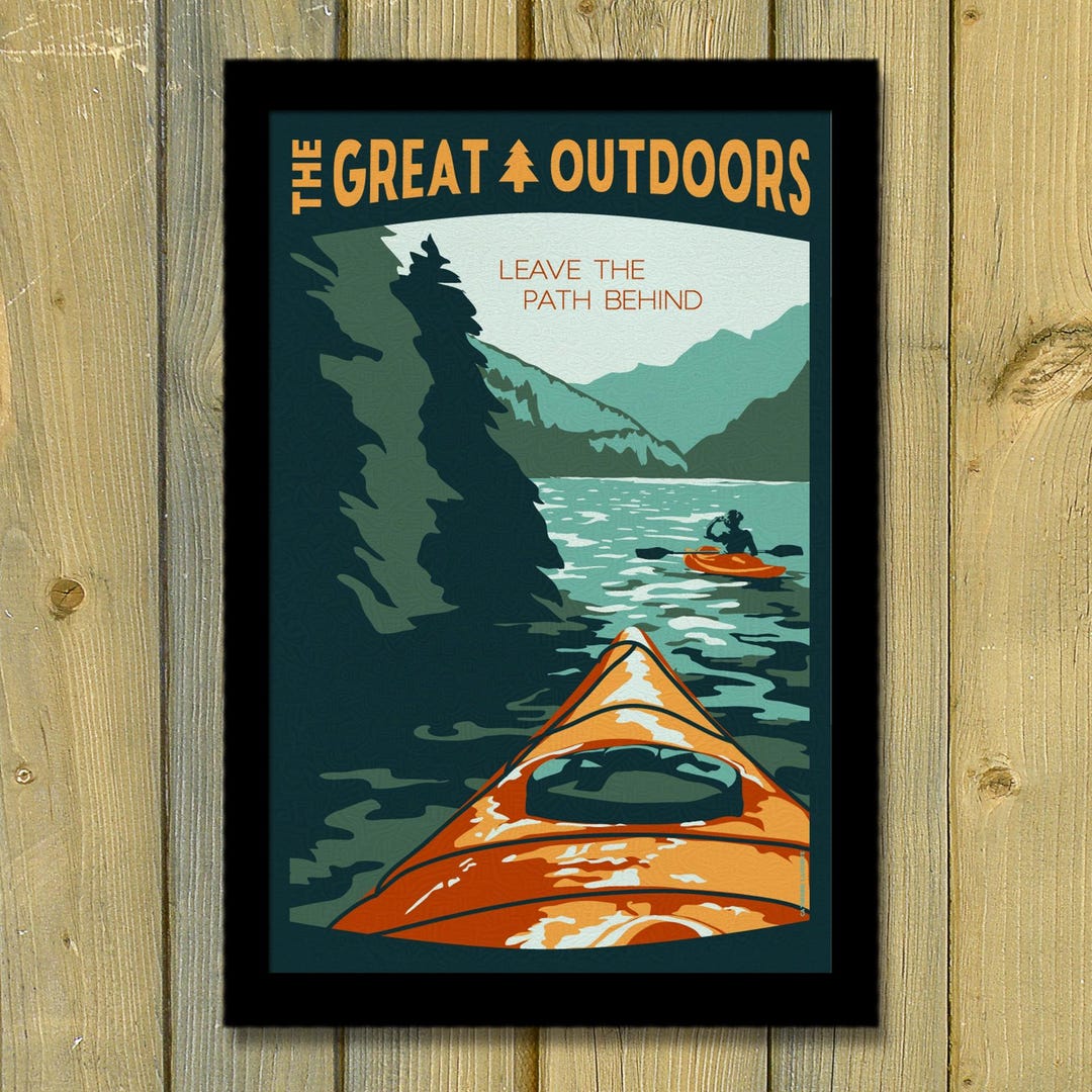 Kayak Retro Lake Outdoor Travel Poster Boating Art Print - Etsy
