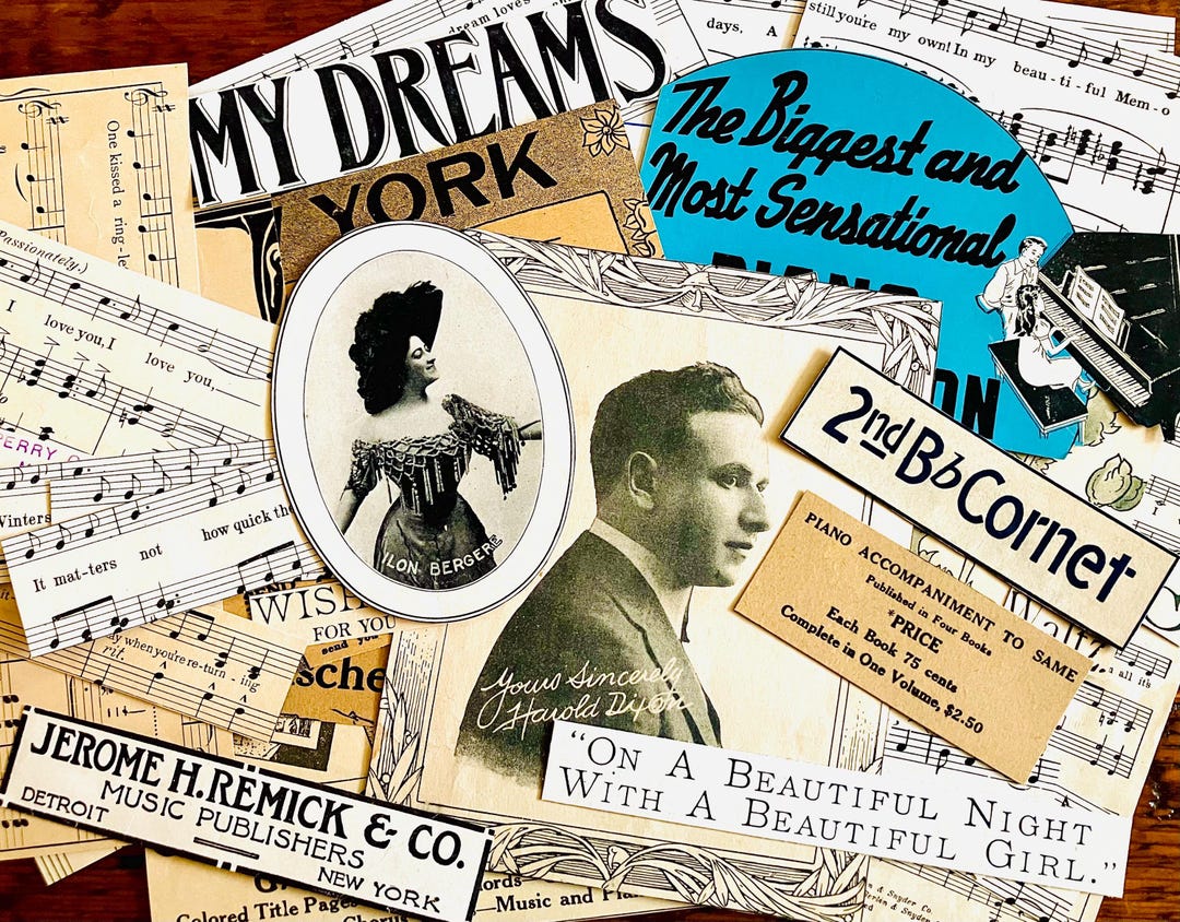 Antique Sheet Music Ephemera Pieces, Vintage Ephemera, Vintage Paper ...