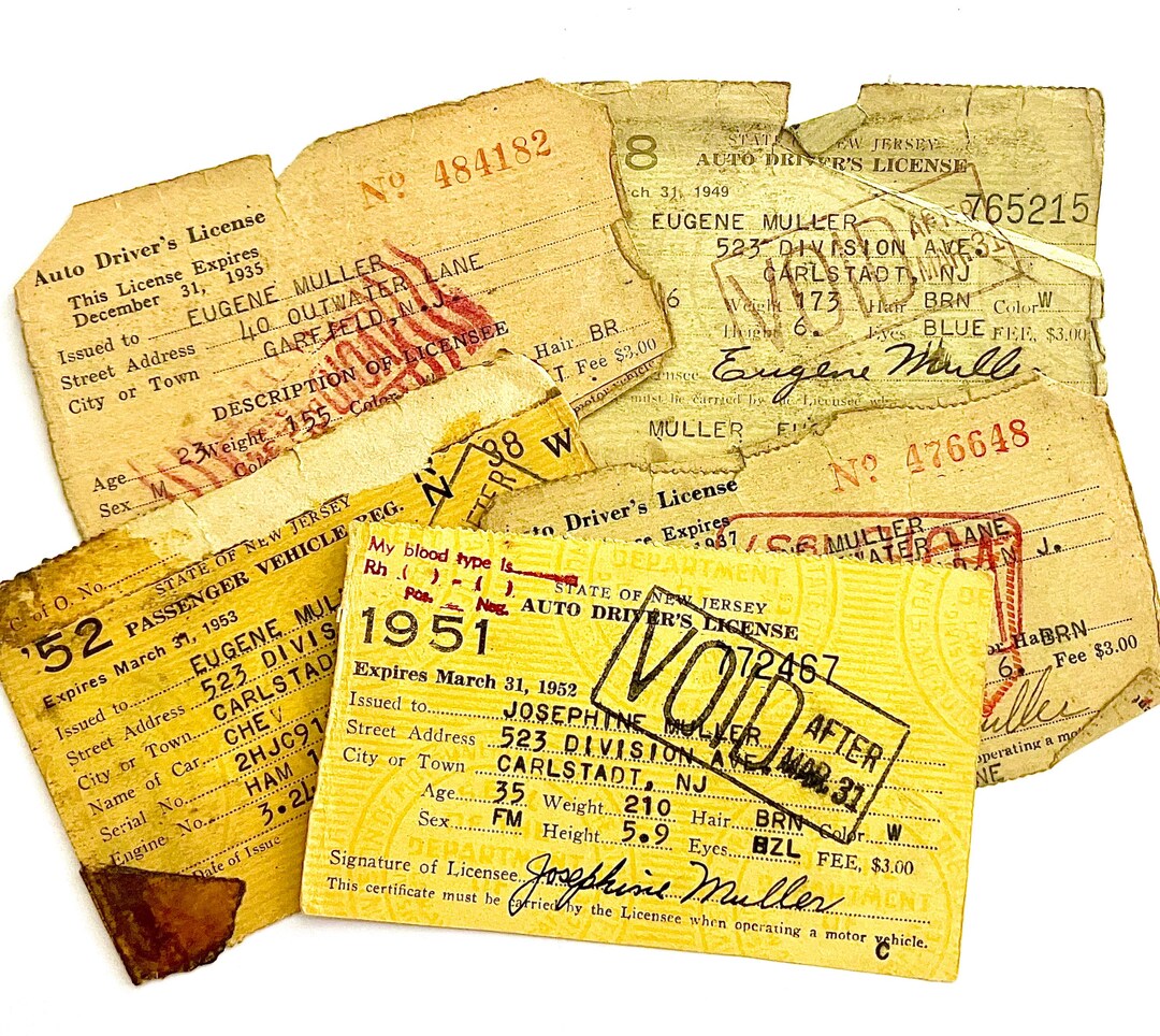 5 Vintage Tattered Identification Cards, Vintage Ephemera, Junk Journal ...