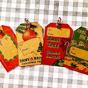 Set of 8 Beaded Retro Christmas Gift Tags, Christmas Gift Wrap ...