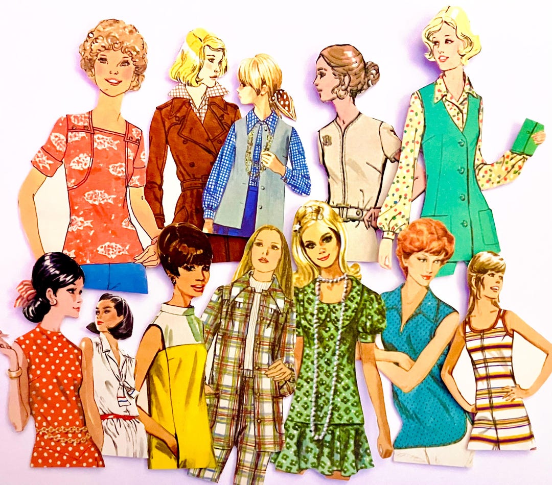 12 Mini Vintage Sewing Pattern Paper Dolls, Vintage Ephemera Ephemera ...