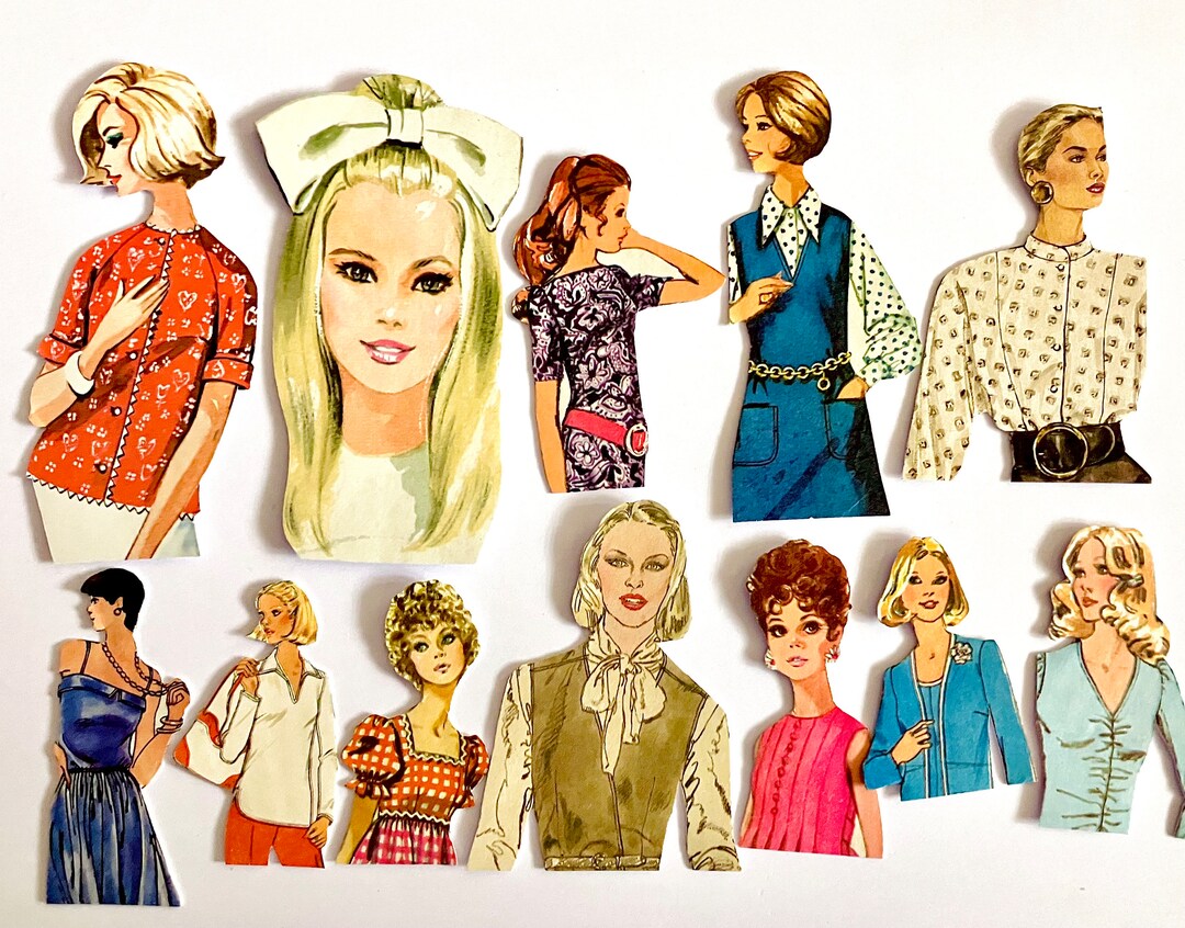 12 Mini Vintage Sewing Pattern Paper Dolls, Vintage Ephemera Ephemera ...