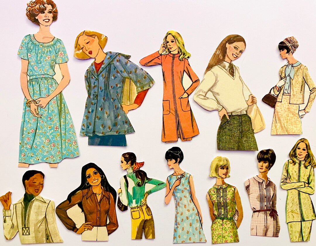 12 Mini Vintage Sewing Pattern Paper Dolls, Vintage Ephemera Ephemera ...