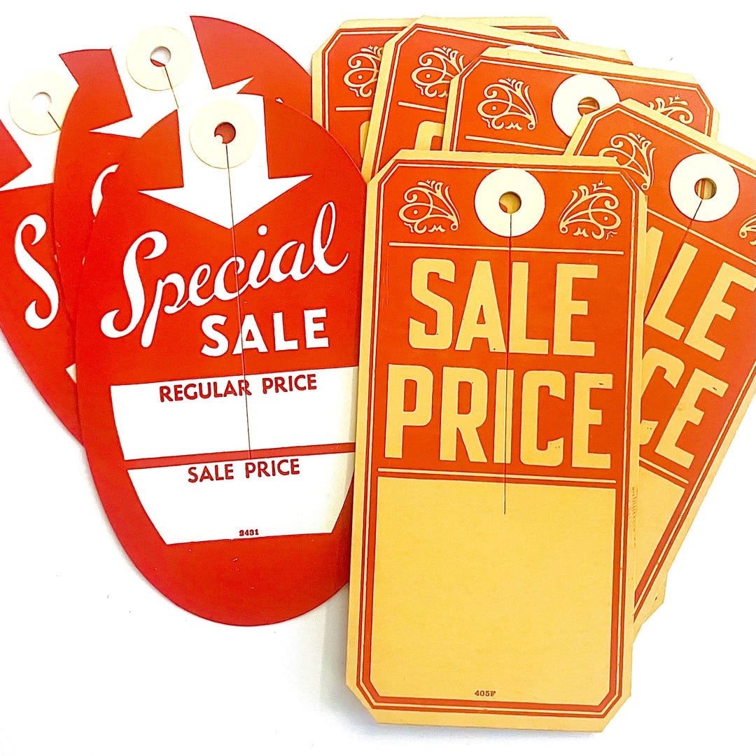 9 Large Vintage Price Tags, Hang Tags, Vintage Ephemera for Junk ...