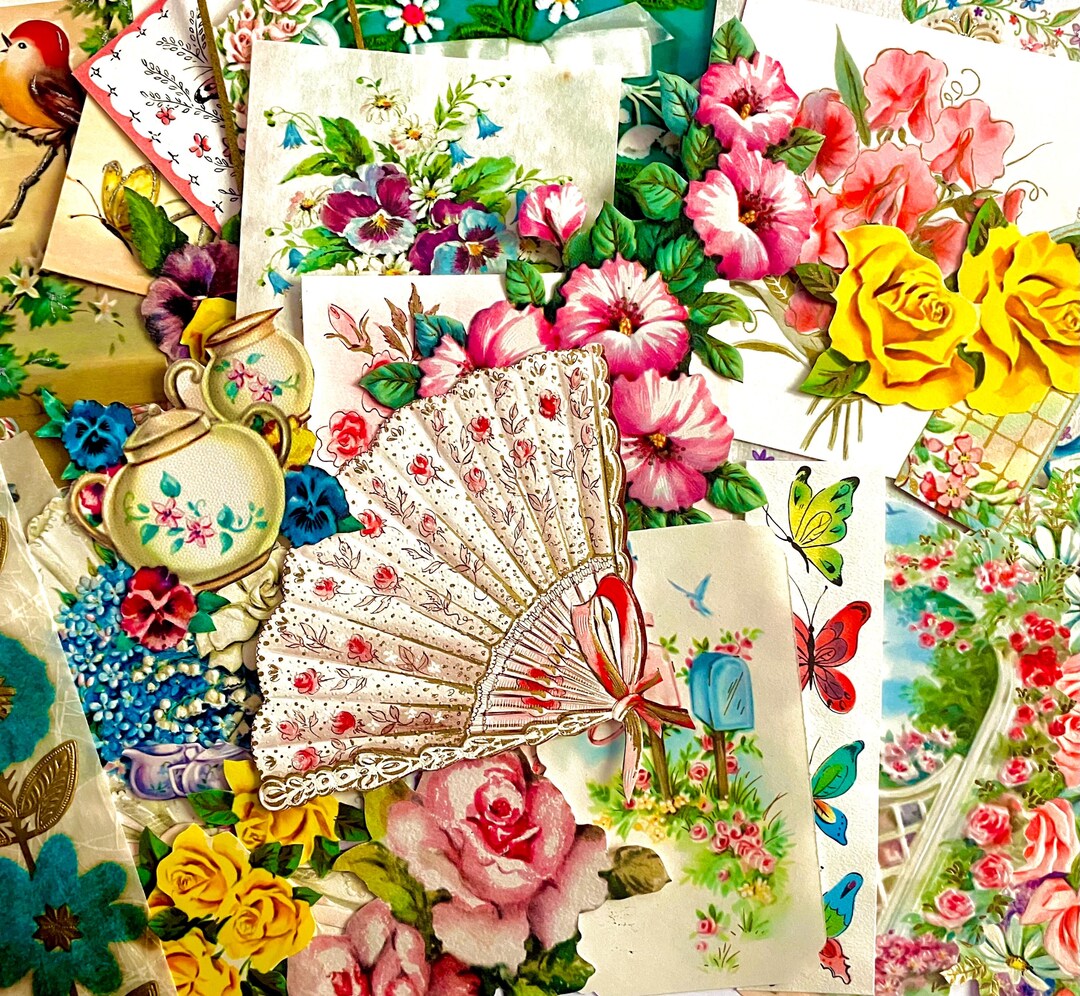 Vintage Greeting Card Ephemera Pieces for Junk Journals and Mixed Media ...