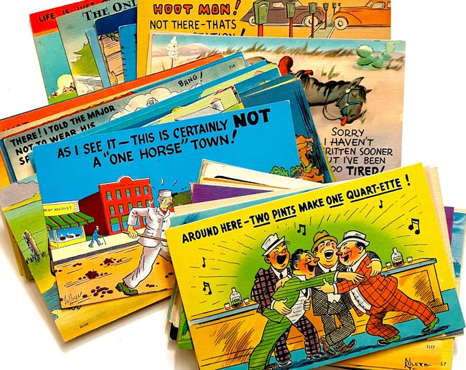 Huge 1940’s and 50’s Humorous Pun Cartoon Postcards Lot, Vintage ...