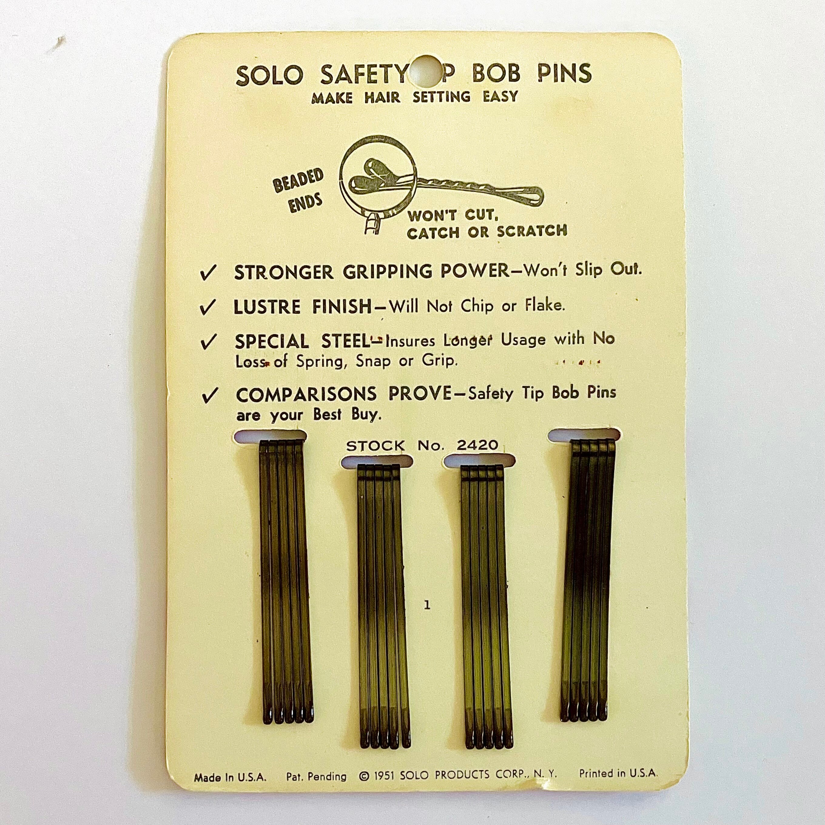 Vintage Solo Safety Tip Bob Pins Card, Vintage Ephemera, Vintage Beauty ...