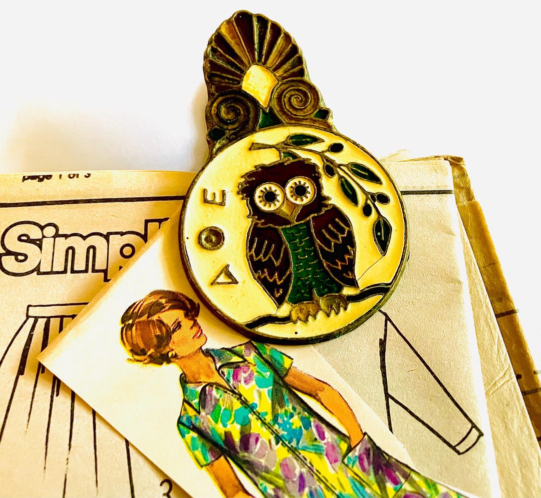 Vintage Greek Owl AOE Brass Enamel Paper Clip, Monument on Opposite ...