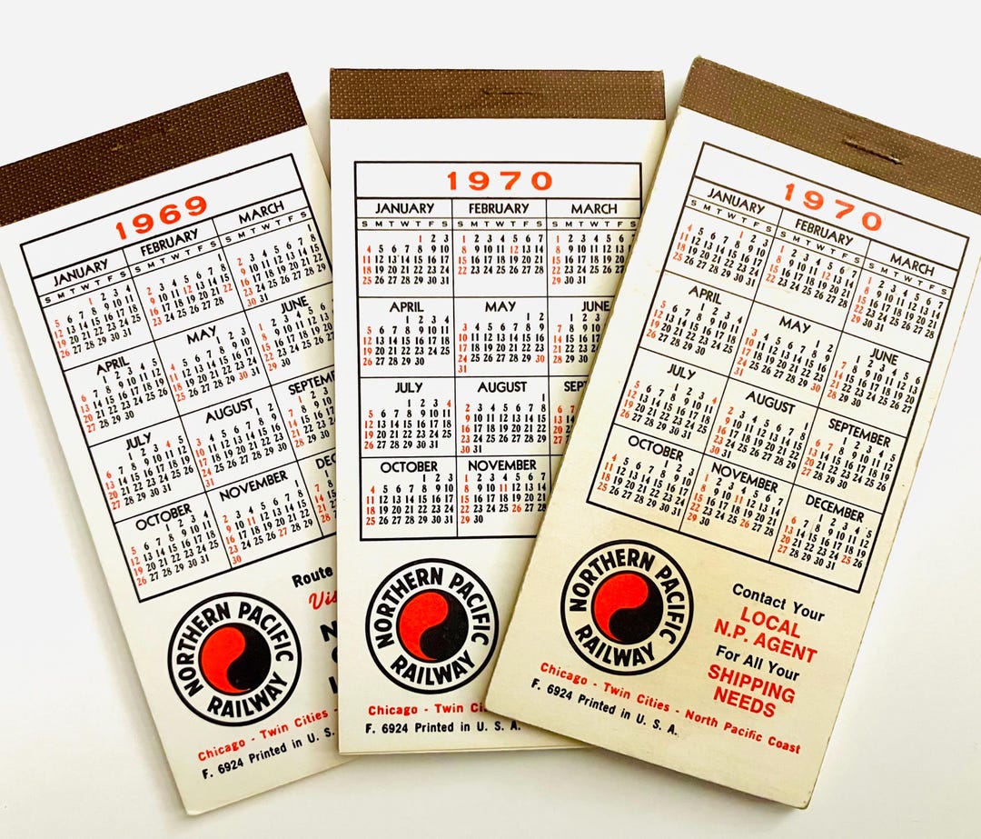 3 Unused Northern Pacific Railway Month Calendar Notepads, Vintage ...