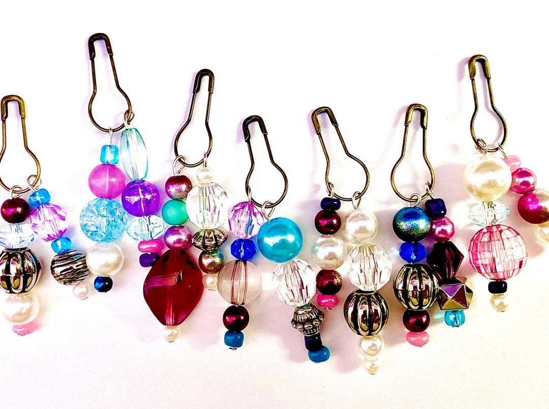 Assorted Sets of 3 Bulb Pin Embellishments, Stitch Markers for Knitting and Crochet, Beaded ...