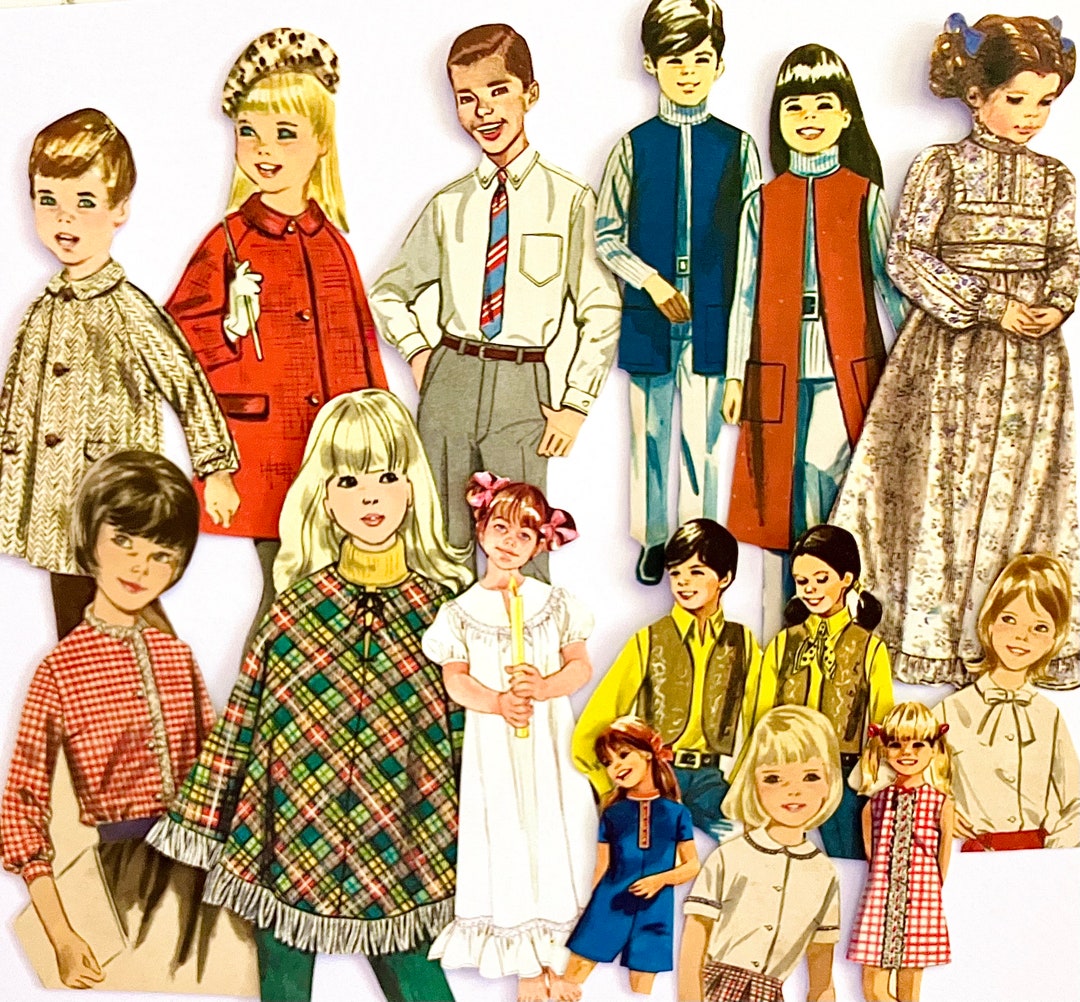 Children Paper Dolls, Vintage Sewing Ephemera, Junk Journal Supply ...
