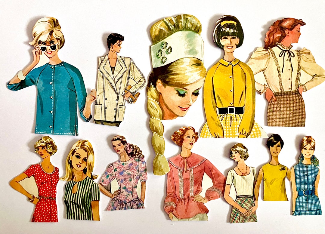 12 Mini Vintage Sewing Pattern Paper Dolls, Vintage Ephemera Ephemera ...