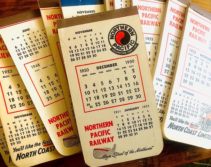 2 Northern Pacific Railway Month Calendar Notepads, Vintage Paper ...