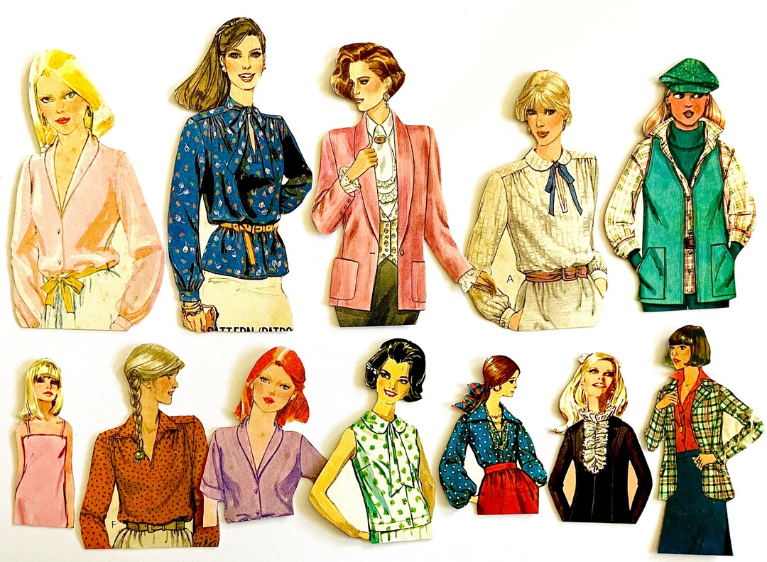 12 Mini Vintage Sewing Pattern Paper Dolls, Vintage Ephemera Ephemera ...