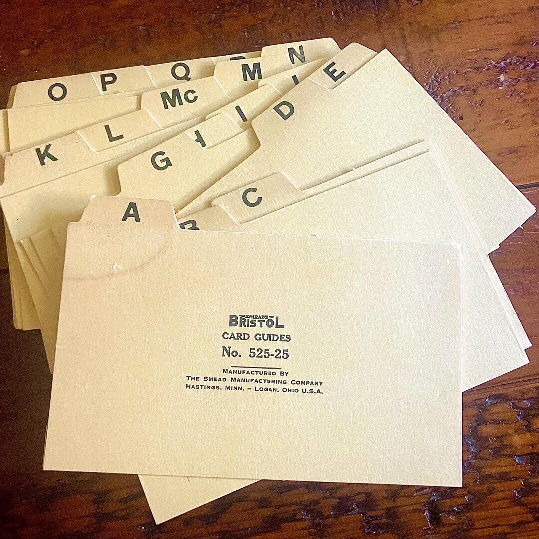 Full Set Vintage 3x5 Tabbed Cards, Vintage Office Supply, Smead Bristol ...