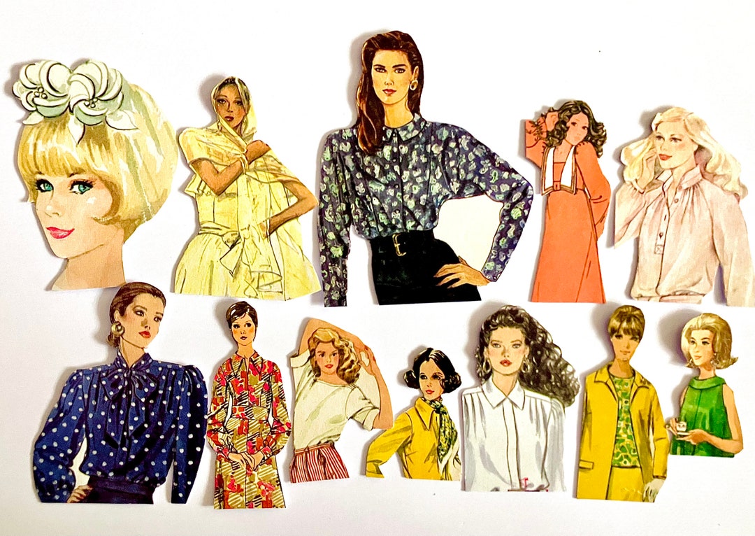 12 Mini Vintage Sewing Pattern Paper Dolls, Vintage Ephemera Ephemera ...