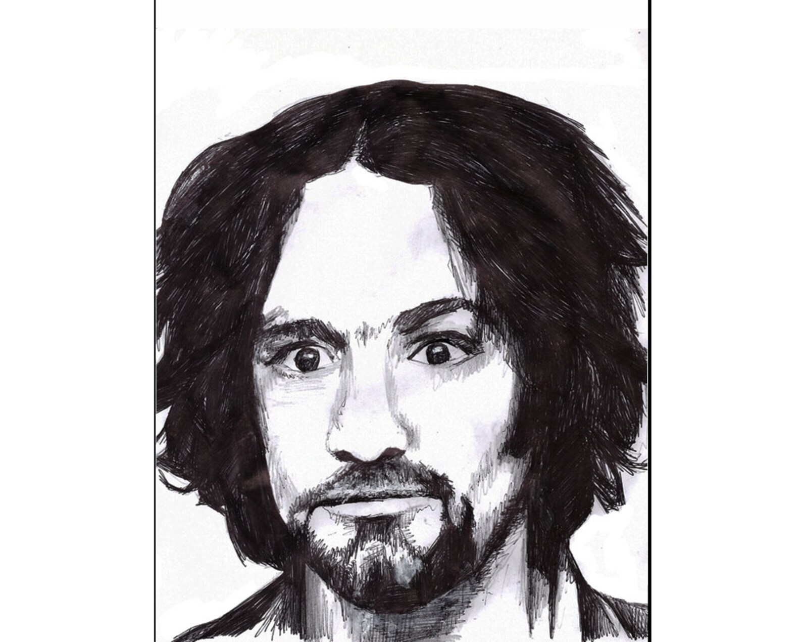 Charles Manson portrait 8 x 10 print true crime art Serial | Etsy