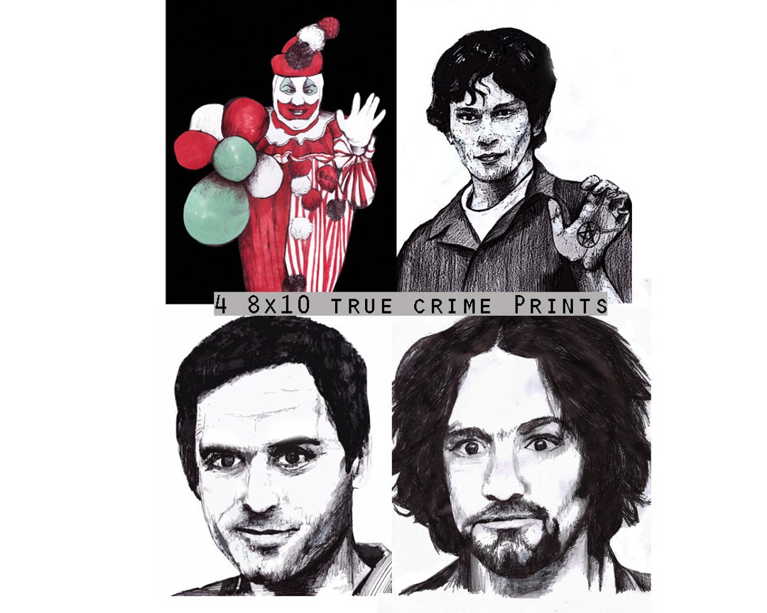 Serial Killer Set 4x 8 by 10 Prints True Crime Dark Art Serial Killers ...