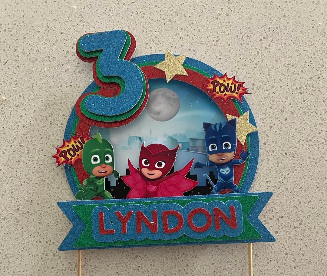Custom Cake Topper Inspired by P J Mask, Personalised, Double Layer ...