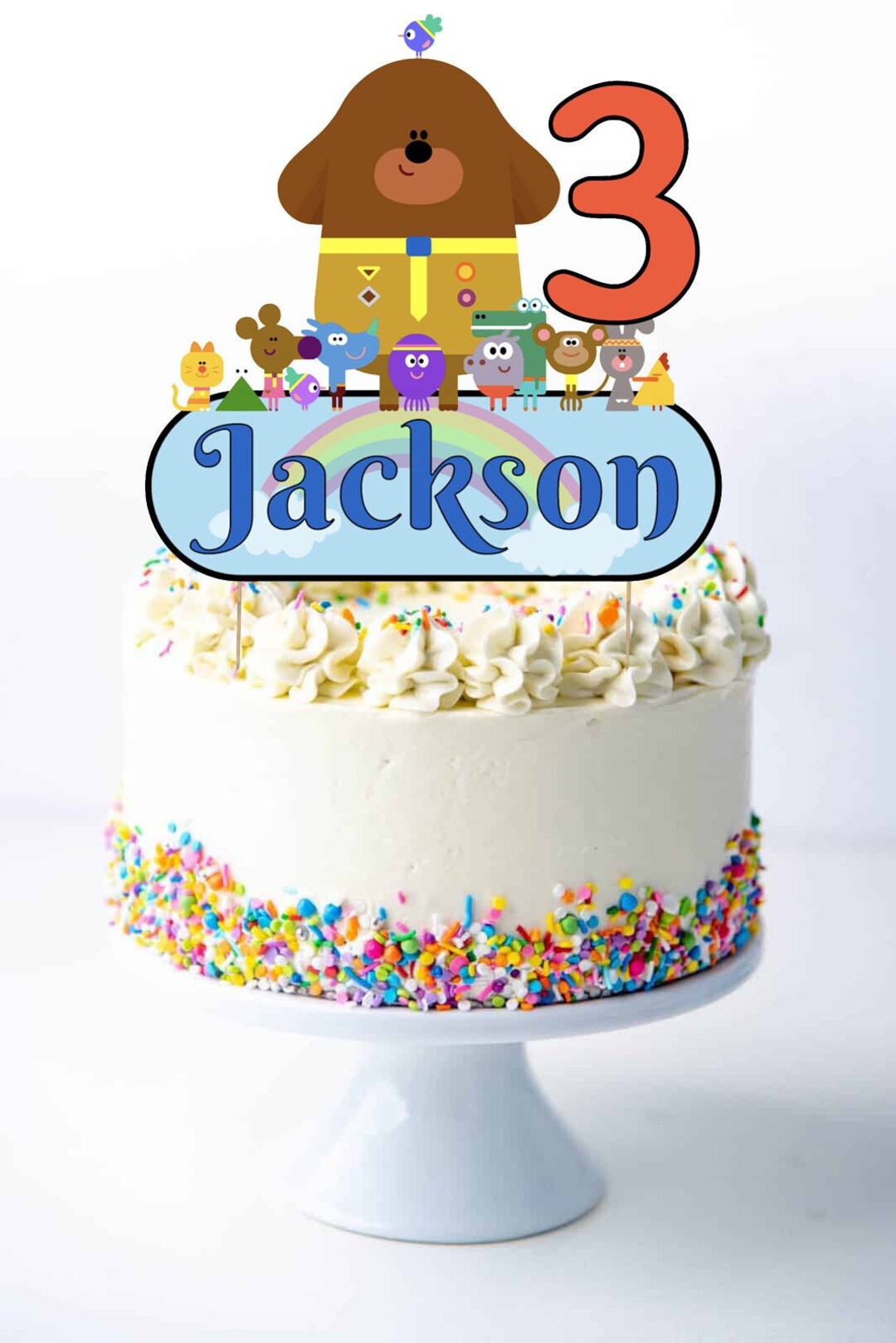 Inspired by Hey Duggee Cake Topper Personalised Birthday Double Layer ...