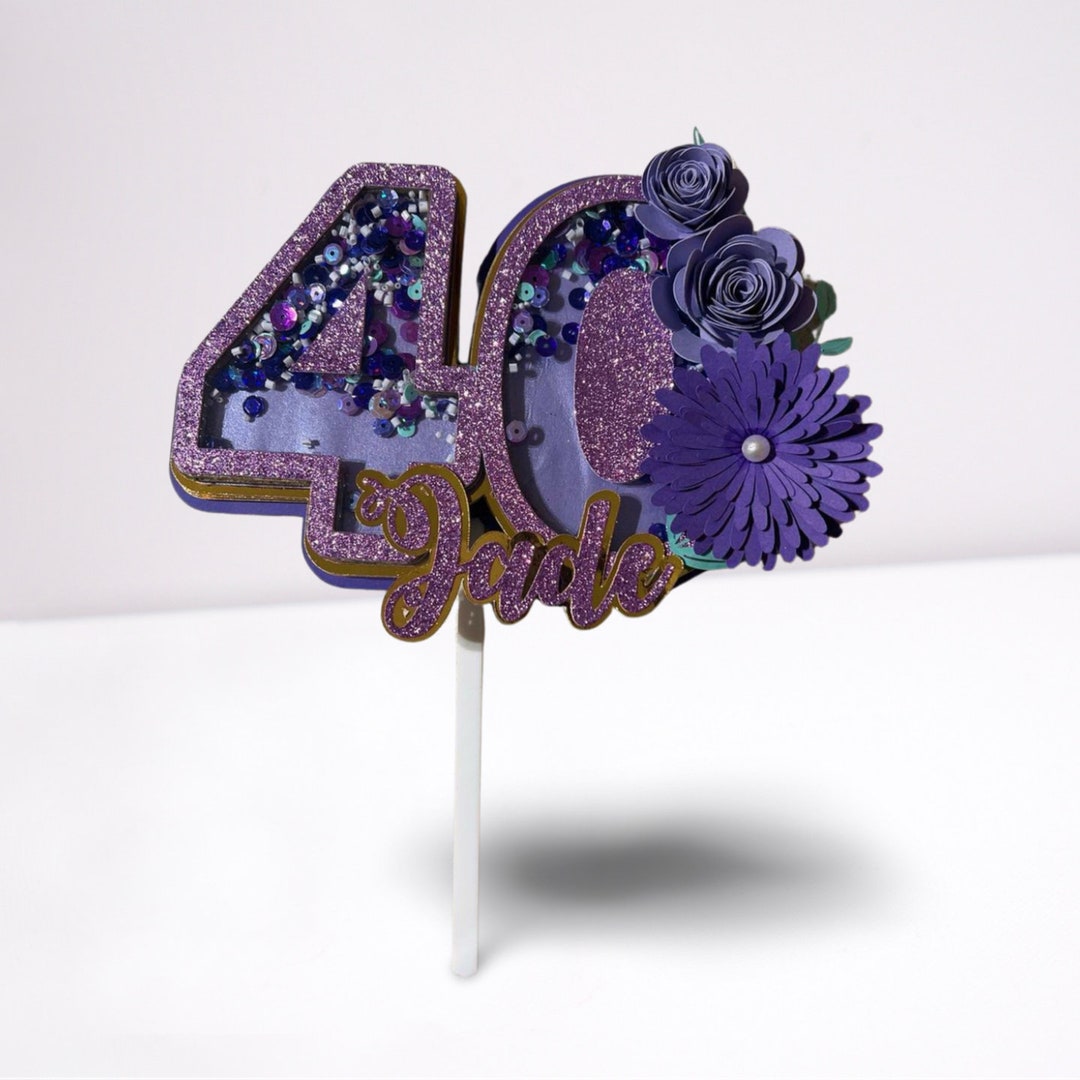 40 Shaker Cake Topper 40th Birthday Cake Topper 3d Glitter Card Stock ...