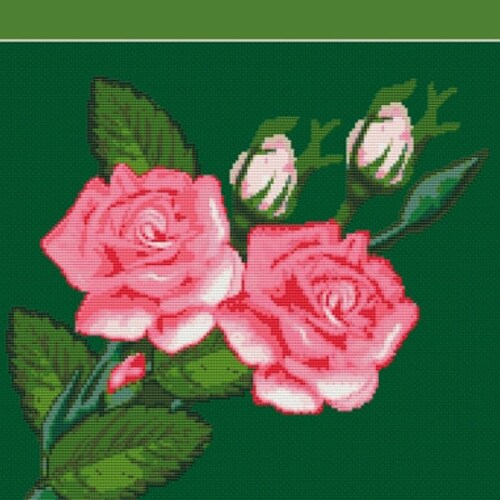 Pink Roses Counted Cross Stitch Pattern in PDF for Instant - Etsy
