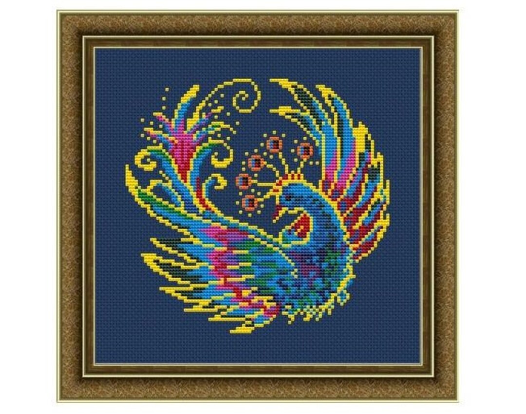Colorful Peacock Bird Counted Cross Stitch Pattern in PDF for Instant ...