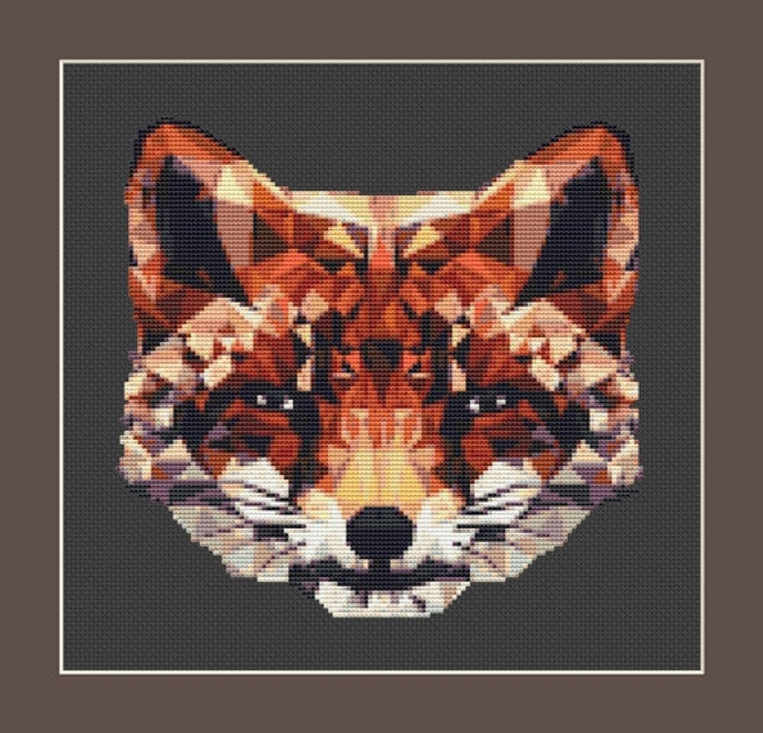 Geometric Foxy Counted Cross Stitch Pattern (8.29 X 8 in or 21.05 X 20. ...