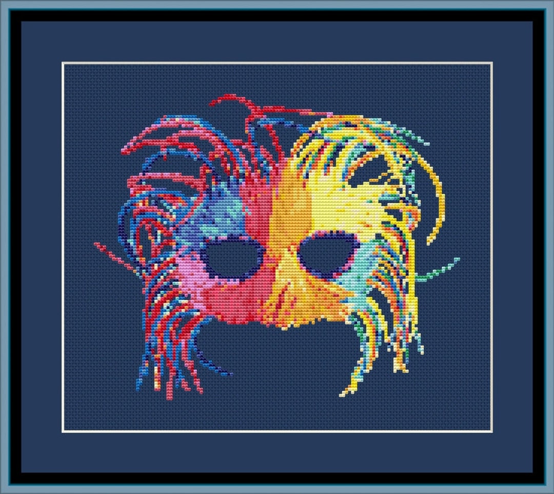 Colorful Rainbow Face Mask Counted Cross Stitch Pattern (8.64 X 7.21 ...
